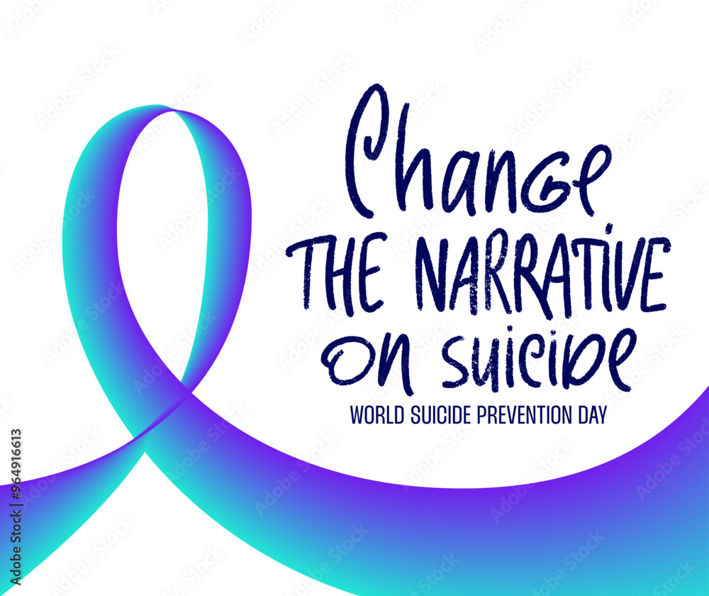 World suicide prevention day theme poster with ribbon vector ...