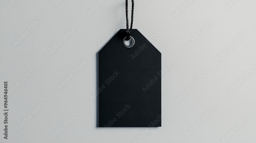 Shiny Black Paper Tag with Silver Nail on White Background - Ultra ...