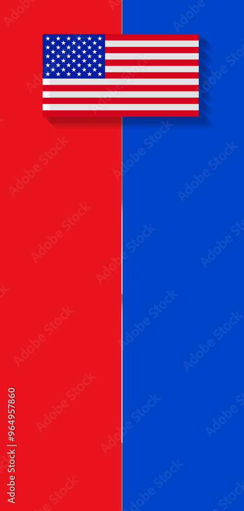 vertical banner in the colors of the flag of the United States of ...