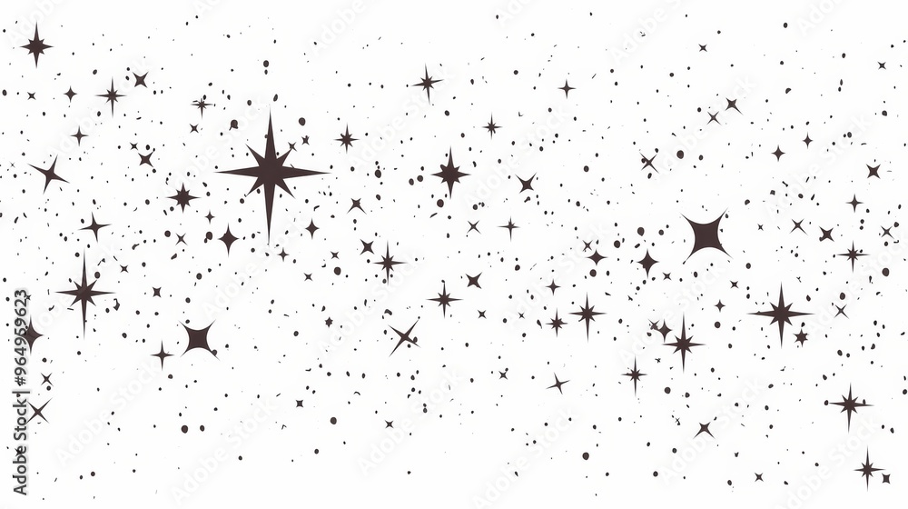 Black Star Pattern on White Background in a Simple and Cute Flat Style ...