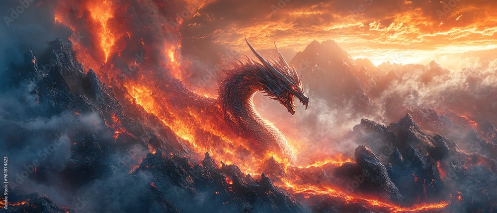 Mythical creature with dragonlike features, making the rock hand ...