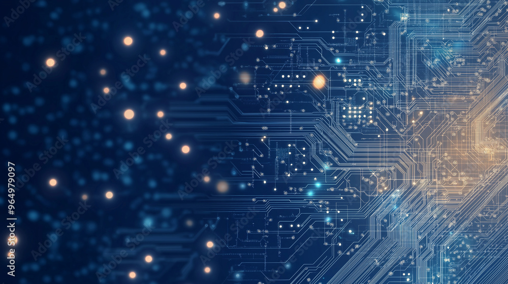 Abstract AI circuit board background. Technology connected blue lines ...