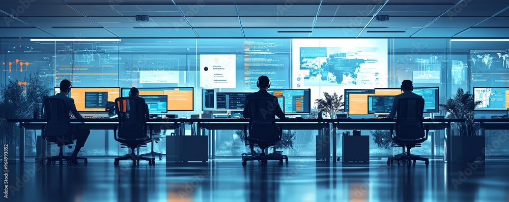 Cybersecurity team working on identifying zeroday exploits, with ...