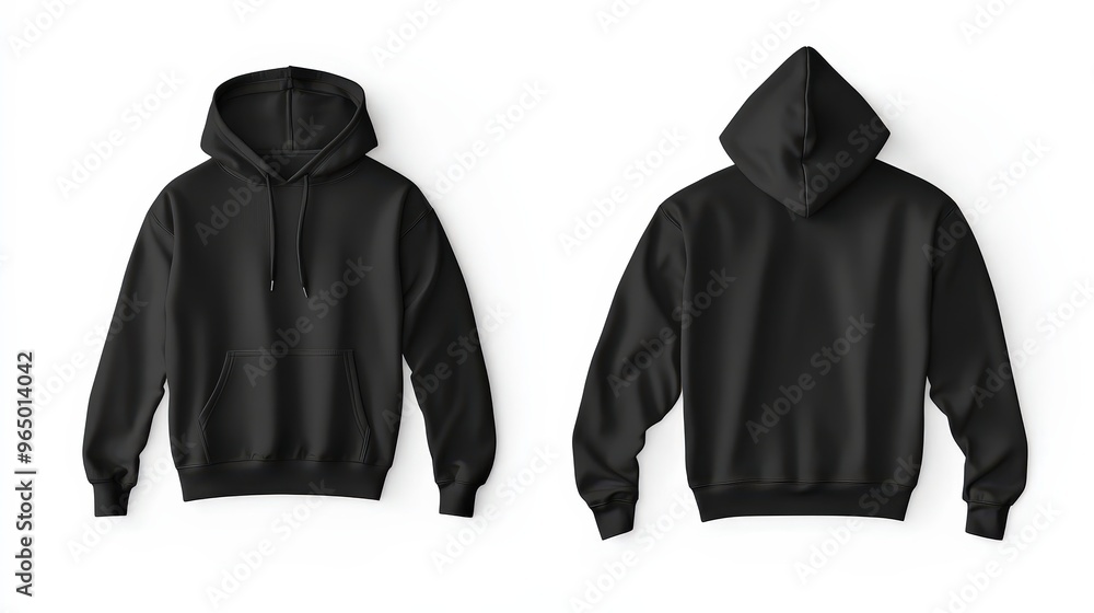 Modern Blank Black Hoodie Template for Mockups with Front and Back ...