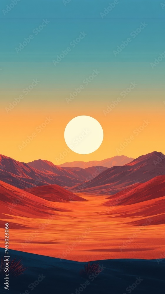 Barren land illustrated in flat design style, using minimal shapes and ...