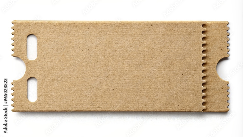 Cardboard ticket with perforated tear off part on a white background ...
