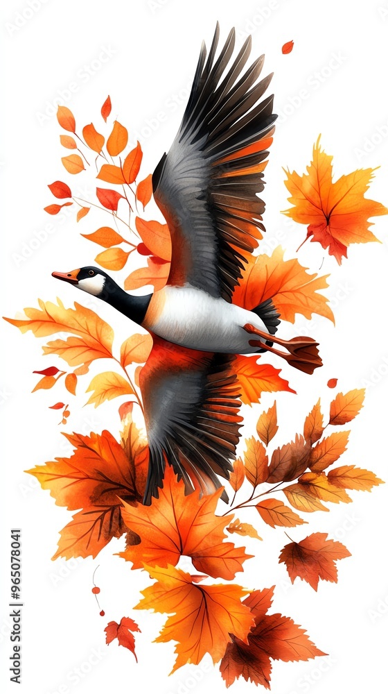 Autumn goose clipart, autumn animal, watercolor illustration, sharp ...
