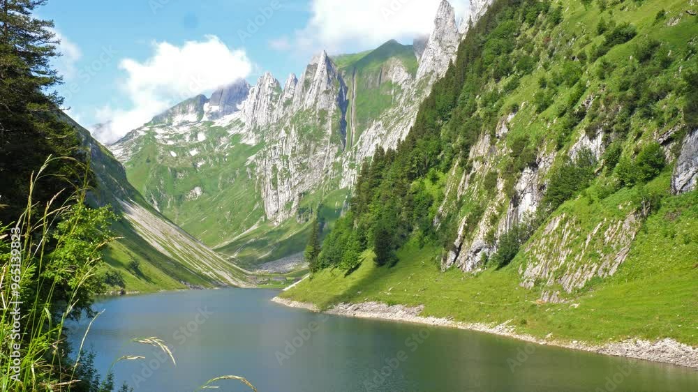 Static shot of Fälensee (or Fählensee), a serene lake nestled in a ...