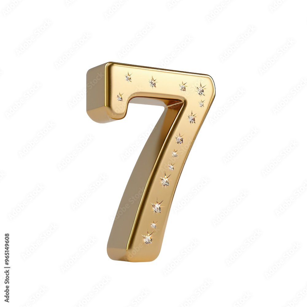 Shiny golden number seven with sparkling details, ideal for creative ...