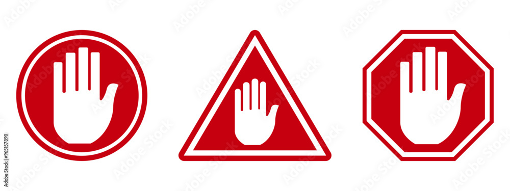 stop red sign hand icon warning not allowed street symbol limitation ...