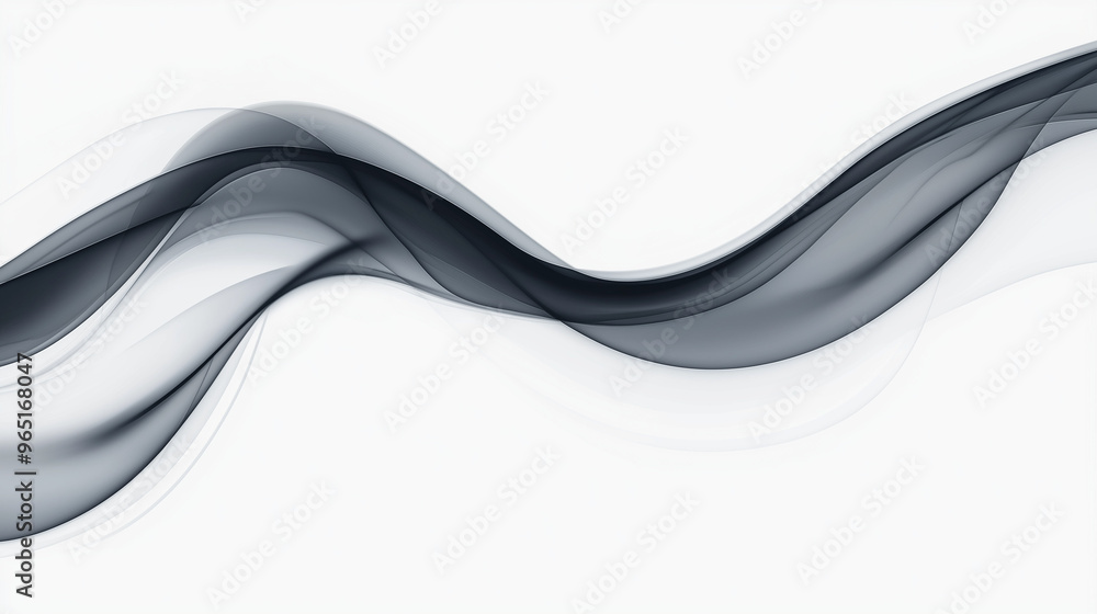 The design features smooth, undulating curves of black and gray against ...