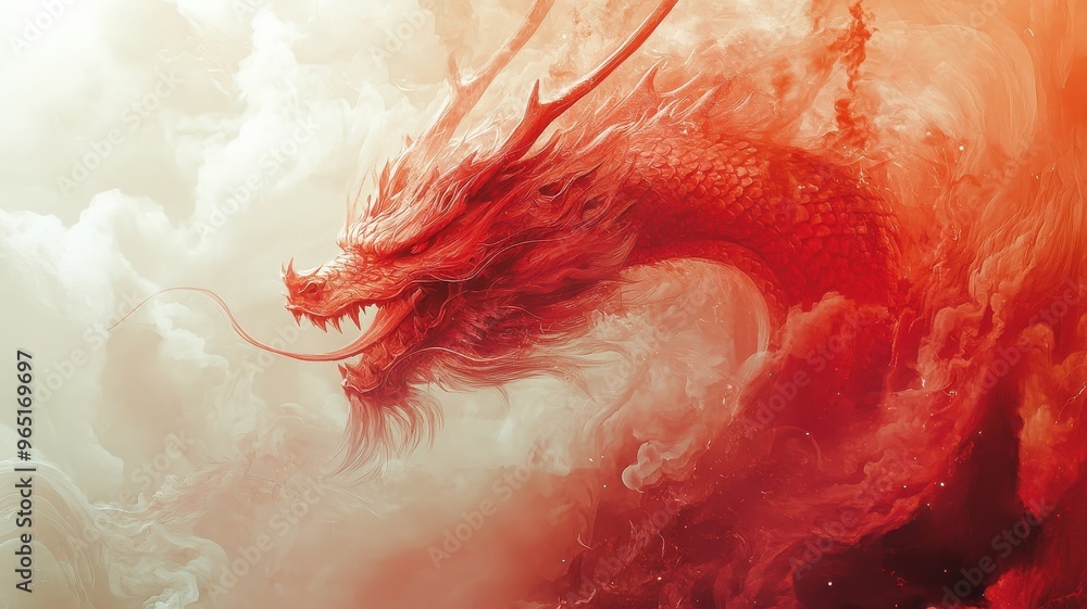 Dragon illustrated in morphism style, with smooth transitions and ...