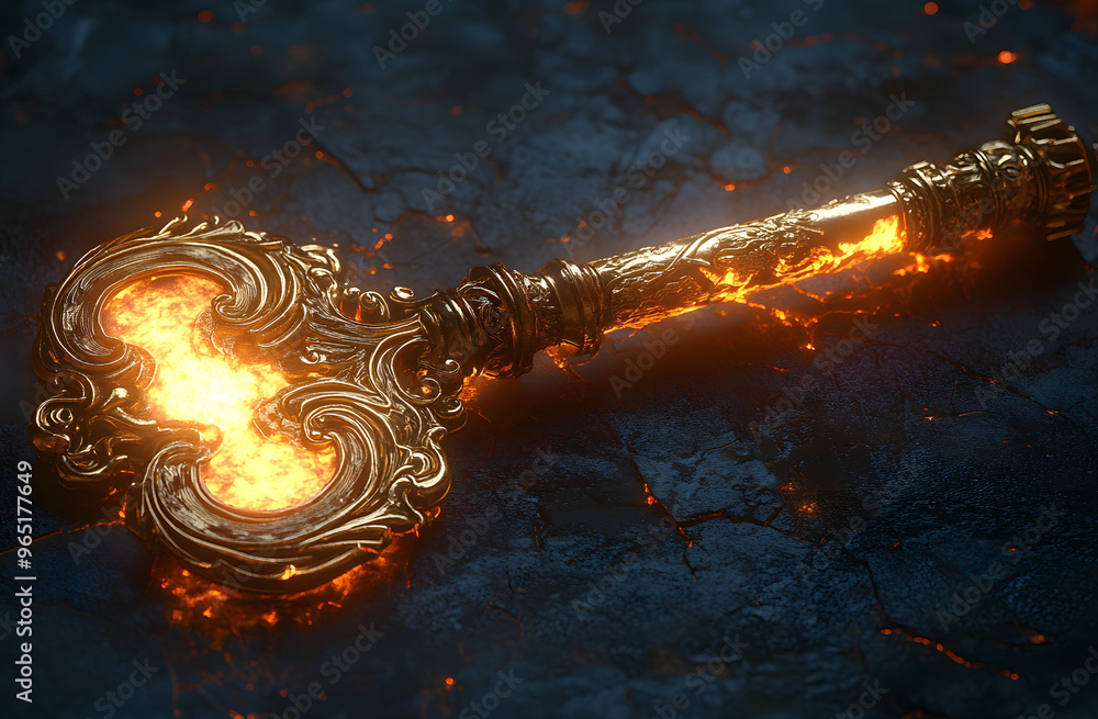 “An Ornate Golden Key Glowing with an Ethereal Light, Symbolizing ...