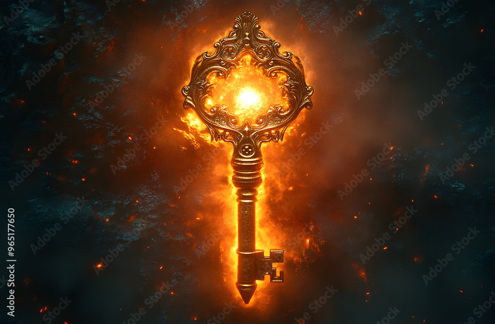 “An Ornate Golden Key Glowing with an Ethereal Light, Symbolizing ...