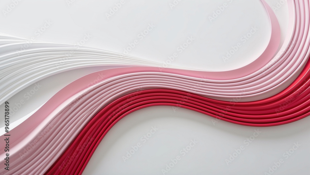 3D abstract curve of flowing big thick lines shapes with white, pink ...