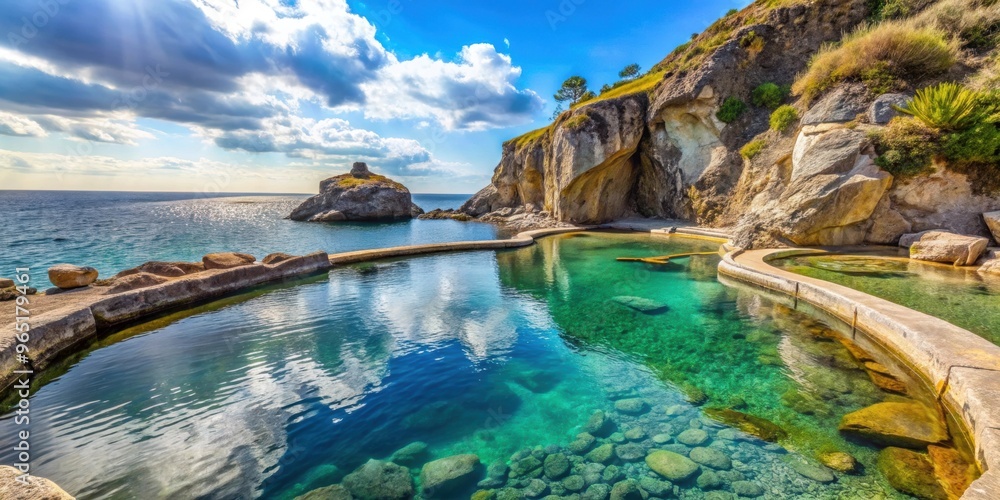 Thermal pool with natural rock surroundings on Ischia island, Ischia ...
