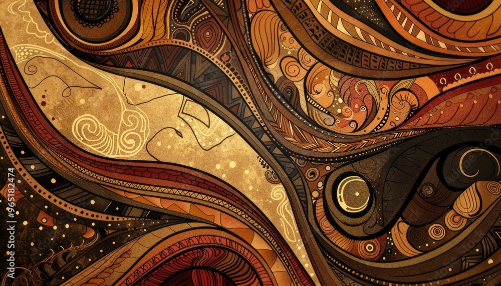 Abstract vivid patterns of old powerful symbol of ancient tribe ...