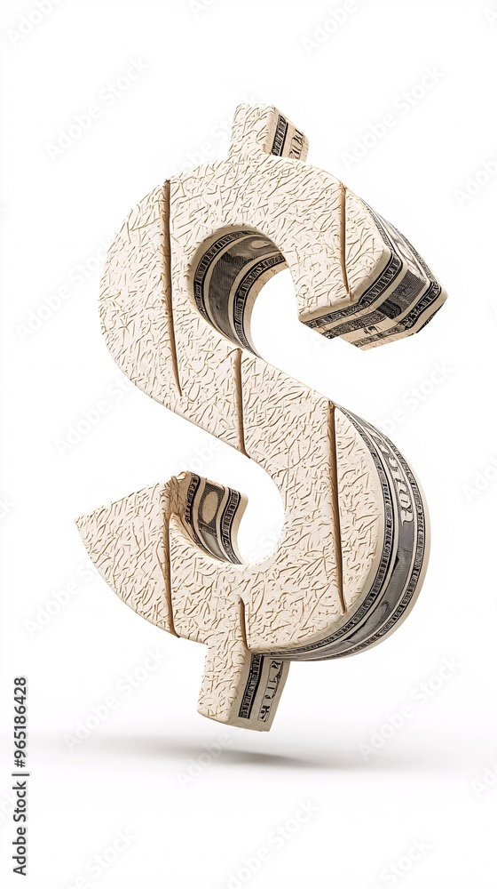 Illustration of a shrinking dollar sign with a downward arrow ...