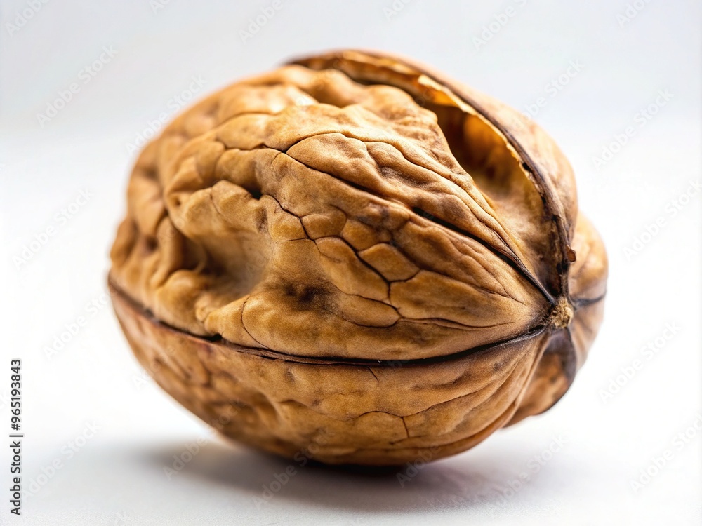 The brown nut blends into the background, its soft colors muted, as its ...