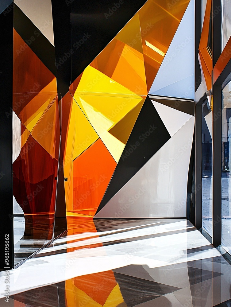 An innovative art installation features trapezoidal forms that ...