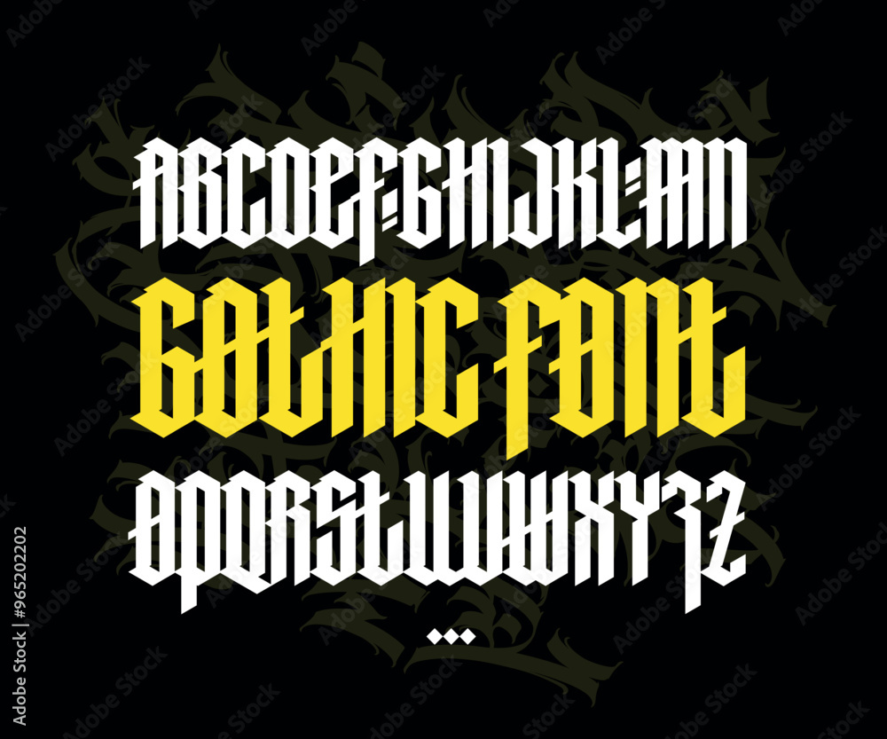Full alphabet in the Gothic style. Vector. Letters and symbols on a ...