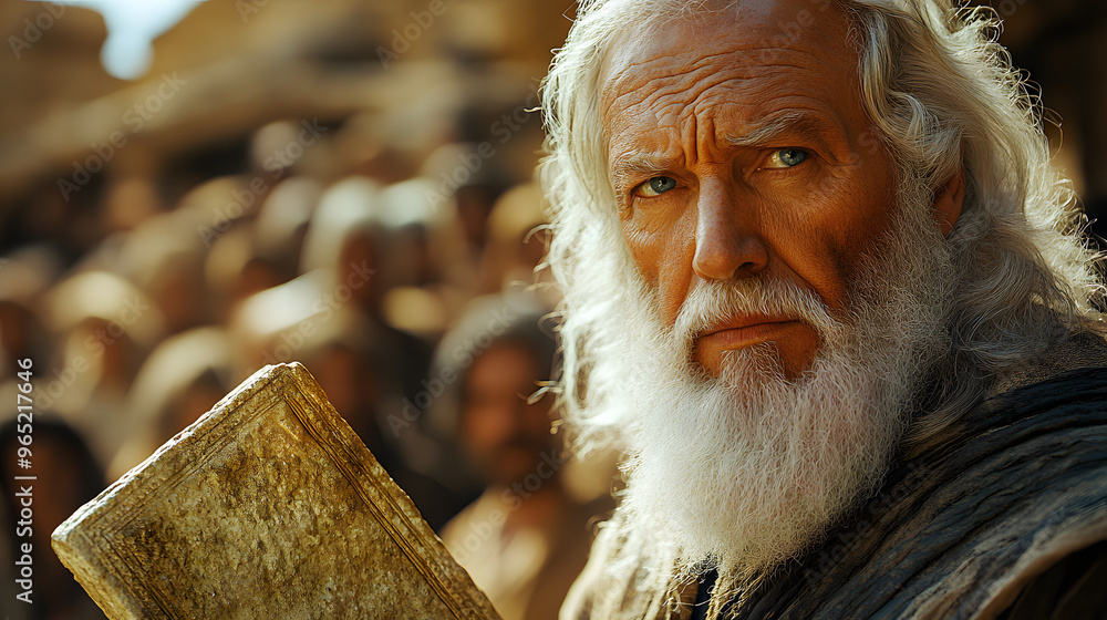 “Moses Holding the Stone Tablets, Standing Tall as He Identifies His ...