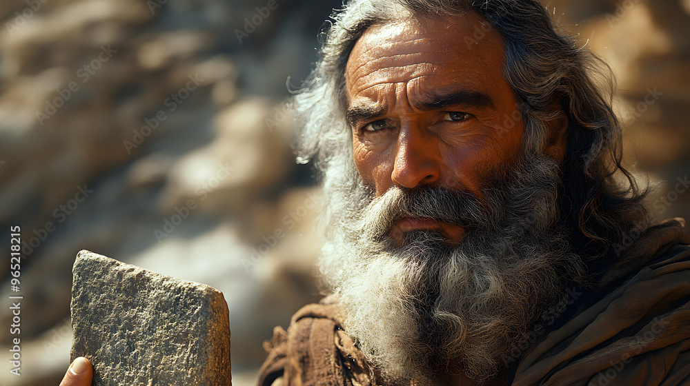 “Moses Holding the Stone Tablets, Standing Tall as He Identifies His ...