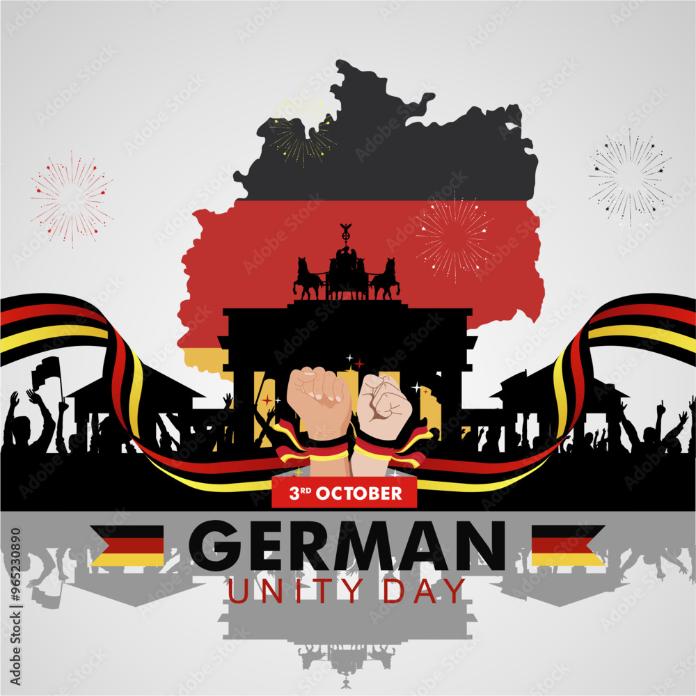 34th Anniversary German Unity Day 2024 Greeting Banner with Crowd ...