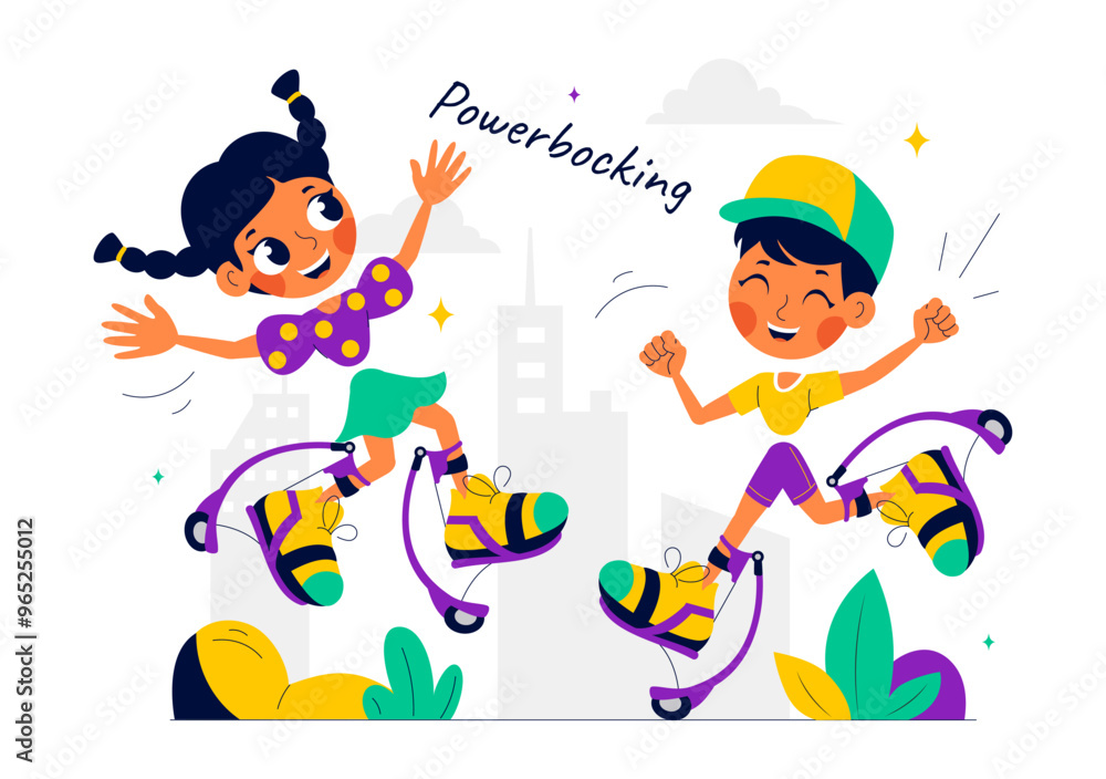 Vector Illustration of Powerbocking Sport featuring Athletes Wearing ...