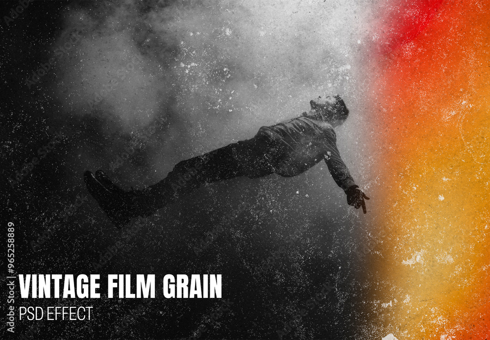 Vintage Film Grain PSD Photo Effect Stock Template | Adobe Stock