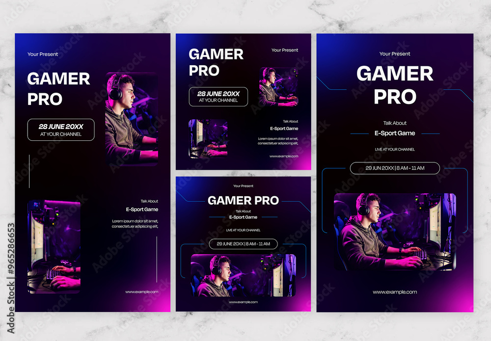 Blue and Black Gamer Social Media Post And Story Stock Template | Adobe ...