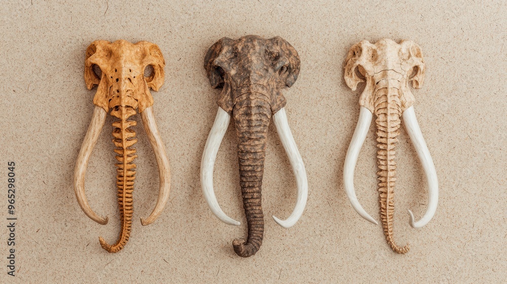 Prehistoric Mammoth Skeletons: Detailed Bone Structure and ...