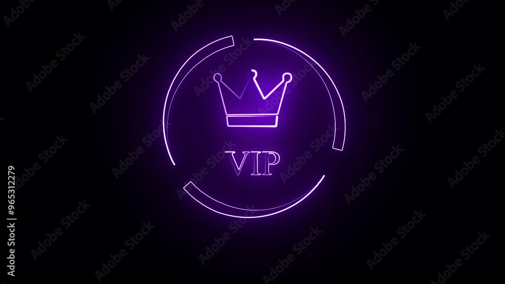 Abstract background with neon animation VIP. VIP purple color text with ...