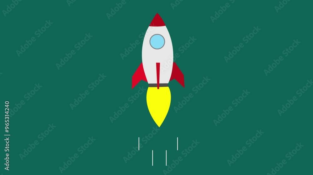 Flying rocket icon, rocket animation concept. Rocket animation icon ...