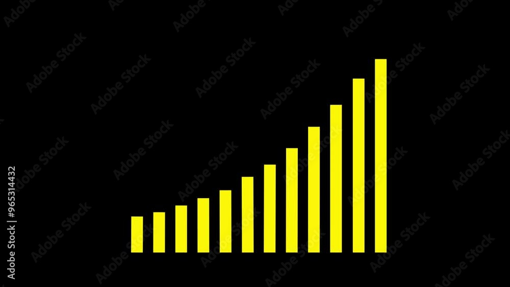 Yellow color Loss concept business graph icon. Animated down graph icon ...