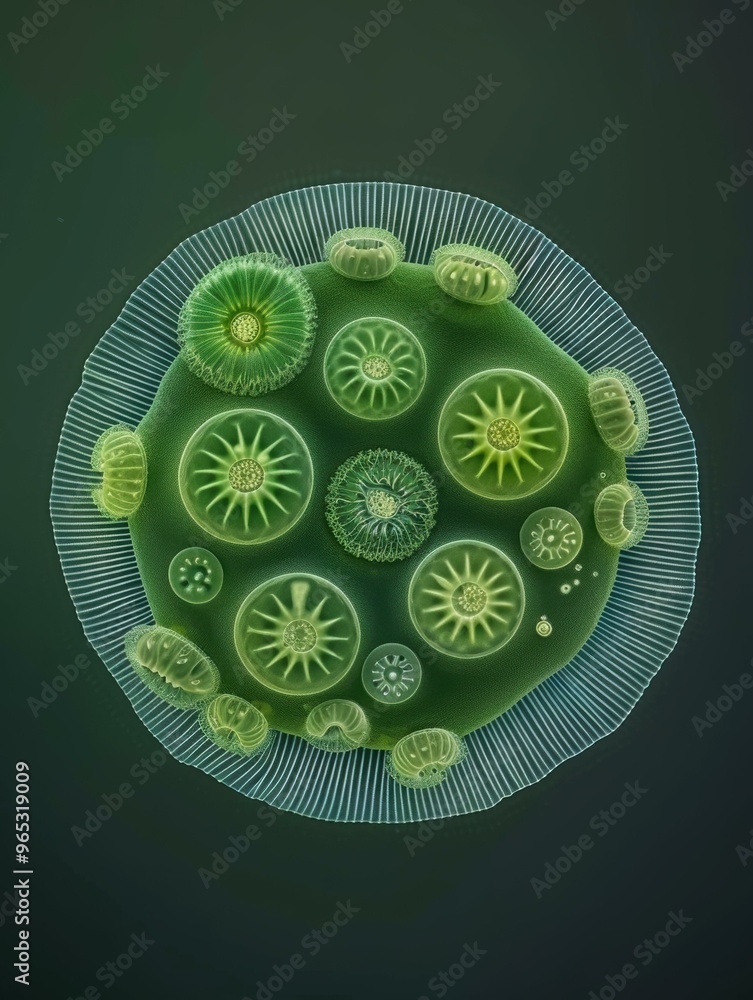 Microscopic view of a diatom, a type of algae. AI. Stock Illustration ...