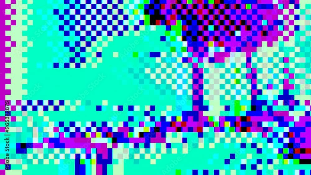 Abstract pixelated interlaced flowing rainbow 8 bit cyber retro game ...