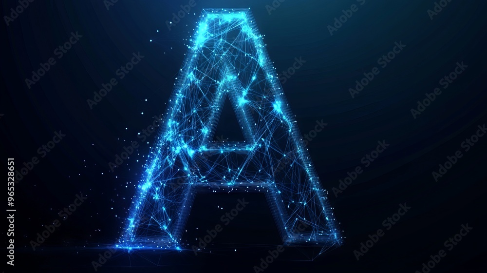 Abstract polygonal letter A consists of polygons, lines, and connected ...