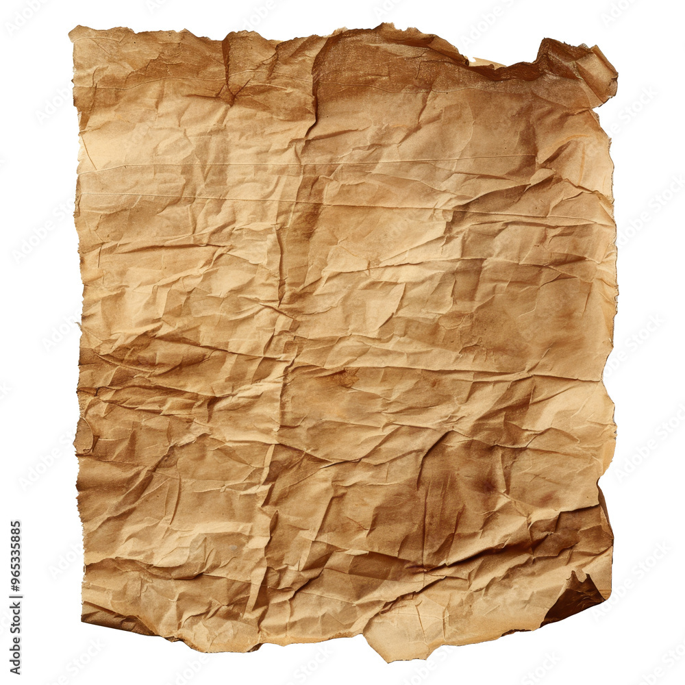 Crumpled brown paper texture showcasing aged appearance with wrinkles ...