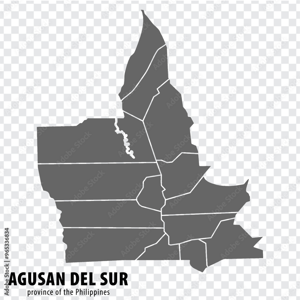 Blank map Agusan del Sur of Philippines. High quality map Province ...