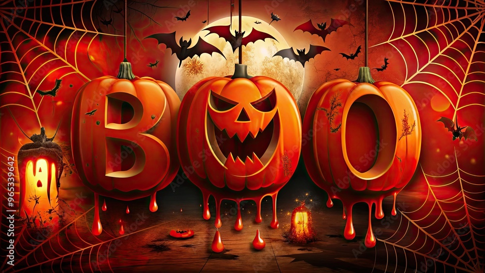 Spooky orange and black Halloween wallpaper features a bold "Boo" in ...