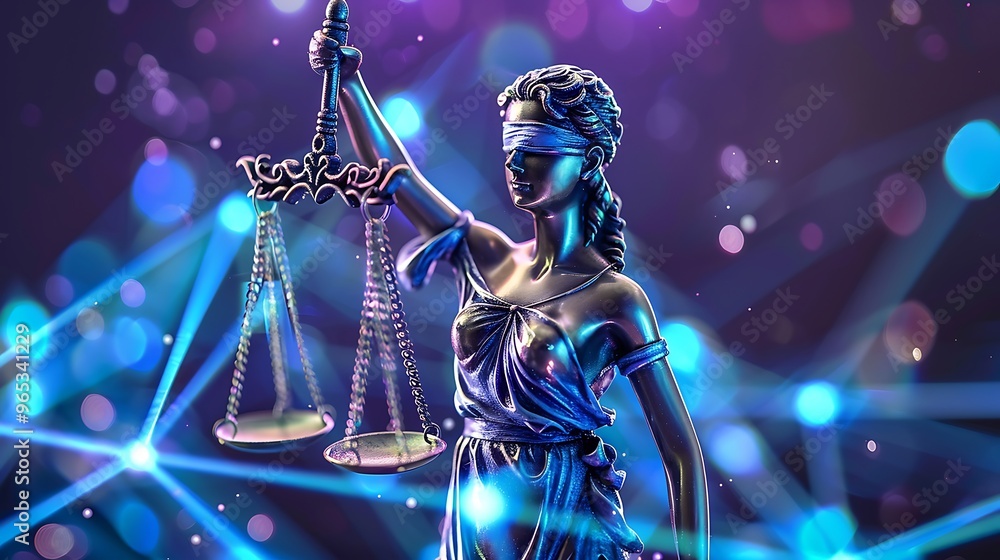 Statue of Lady Justice, a symbol of justice, holds the scales of ...