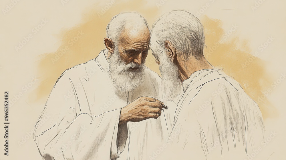 Bible Wall Art: Priest Examining Skin Lesion Under Sunlight, Detailed ...