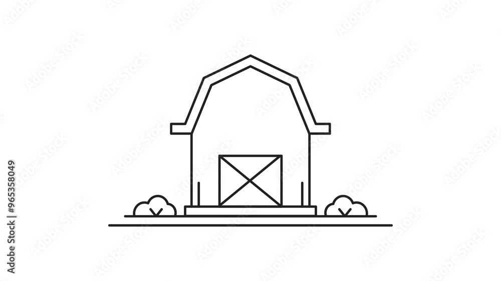 barn farm ranch building line art animation 2D video for business ...