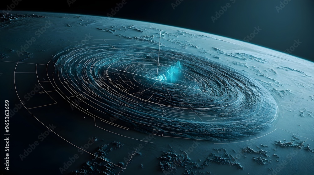 Detailed 3D Weather Model Depicting Hurricane Path and Trajectory ...