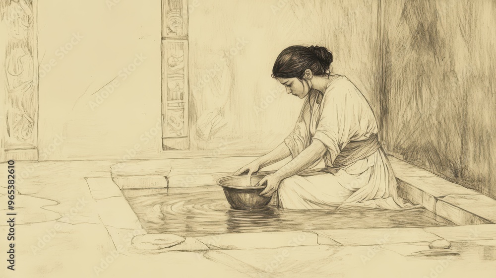 Leviticus Ritual: New Mother Preparing for Purification Ceremony ...