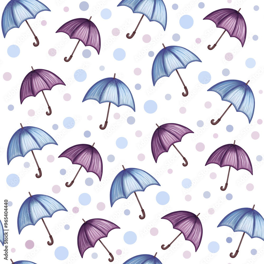 Seamless colourful umbrellas pattern, digital pencil drawing ... Seamless colourful umbrellas pattern, digital pencil drawing ...