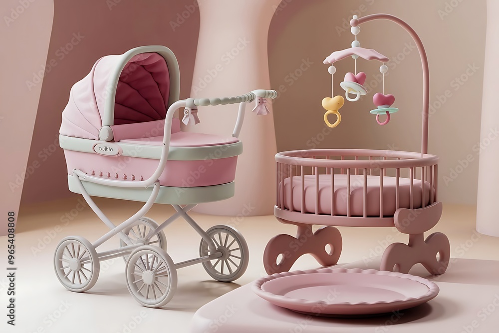 Cribs for baby girl and boy. Baby room background. children sleeping ...
