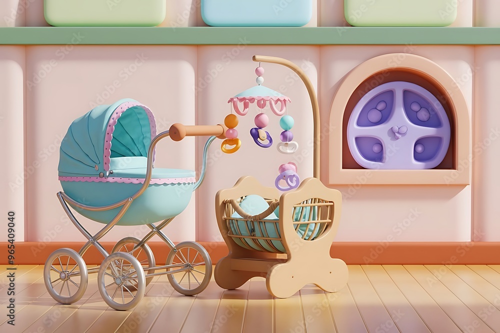 Cribs for baby girl and boy. Baby room background. children sleeping ...