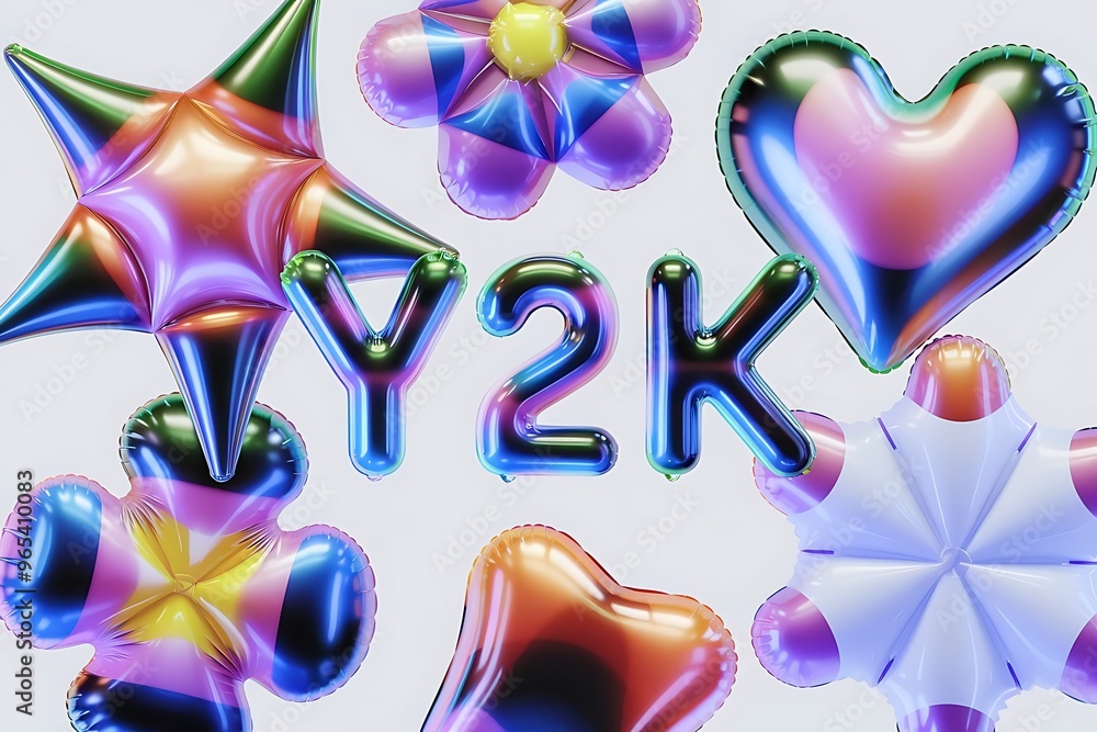 y2k elements 3d render illustration. Set of y2k style elements vector ...